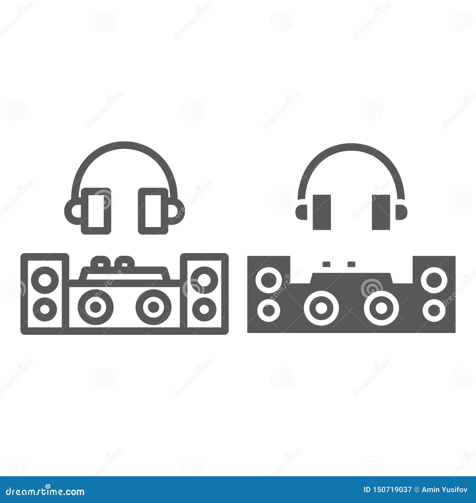 Dj Line and Glyph Icon, Party and Music, Dj Mixer Sign, Vector Graphics ...