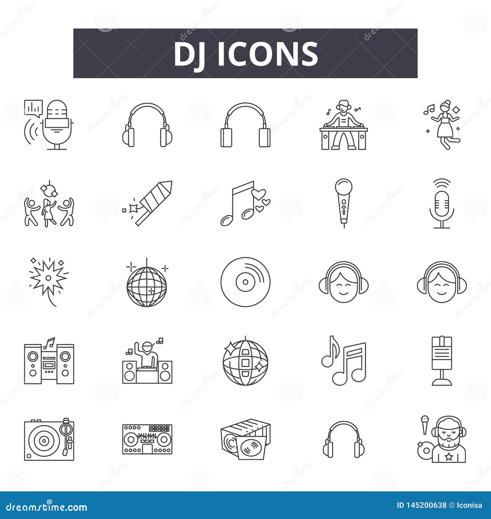 Dj Line Icons, Signs, Vector Set, Outline Illustration Concept Stock ...