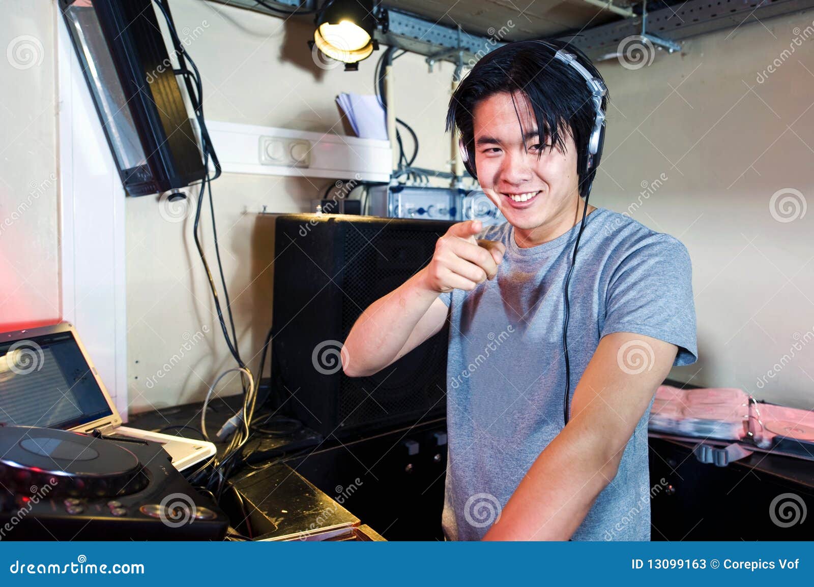 DJ looking at you stock image. Image of diskjocky, mixing - 13099163