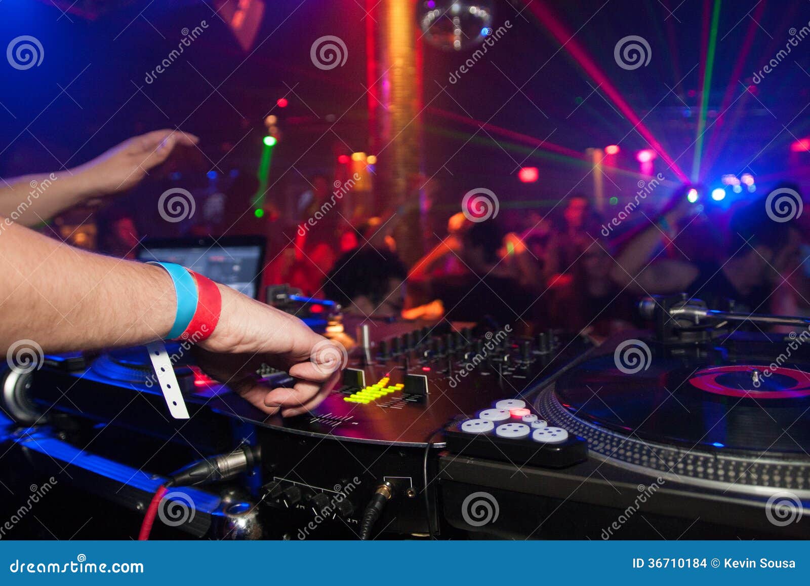 DJ making crowd dance stock photo. Image of night, hands - 36710184