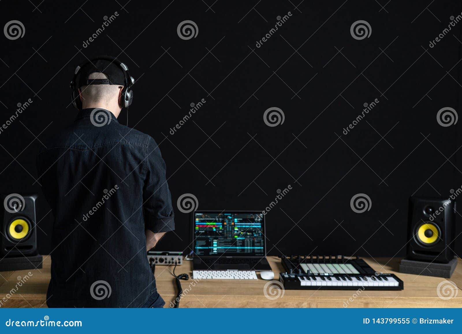 Dj Man Creates Electronic Music in the Studio Stock Image - Image of ...