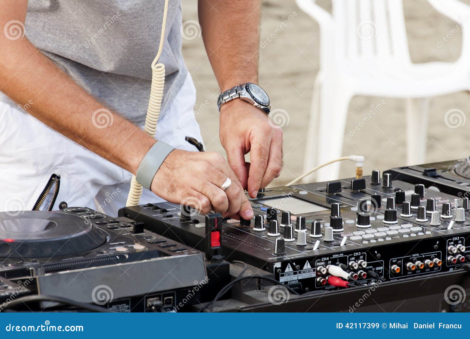 Dj Mix on beach stock image. Image of people, abstract - 42117399