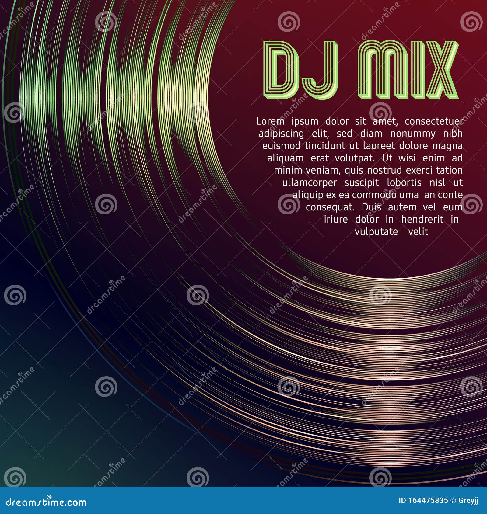 DJ Mix Cover with Vinyl Grooves Stock Vector - Illustration of black ...