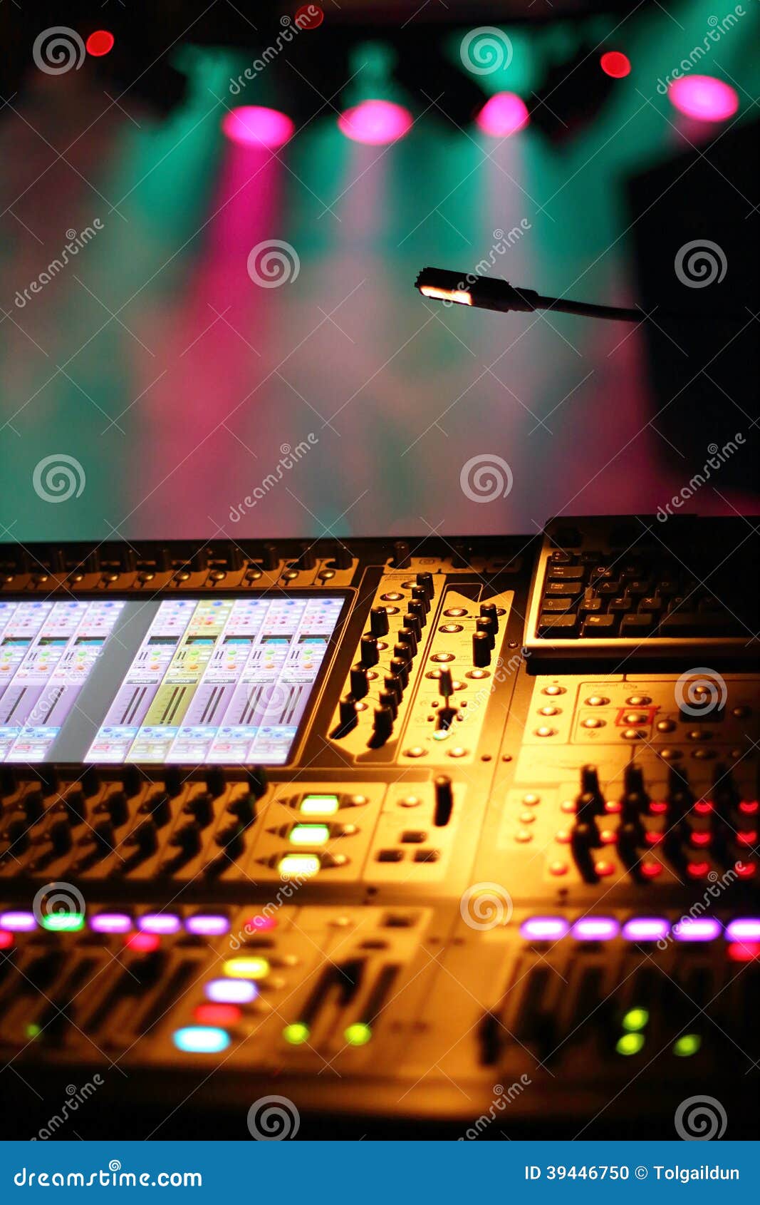 Dj Mixer Control Panel with Spotlght Background Stock Photo - Image of ...