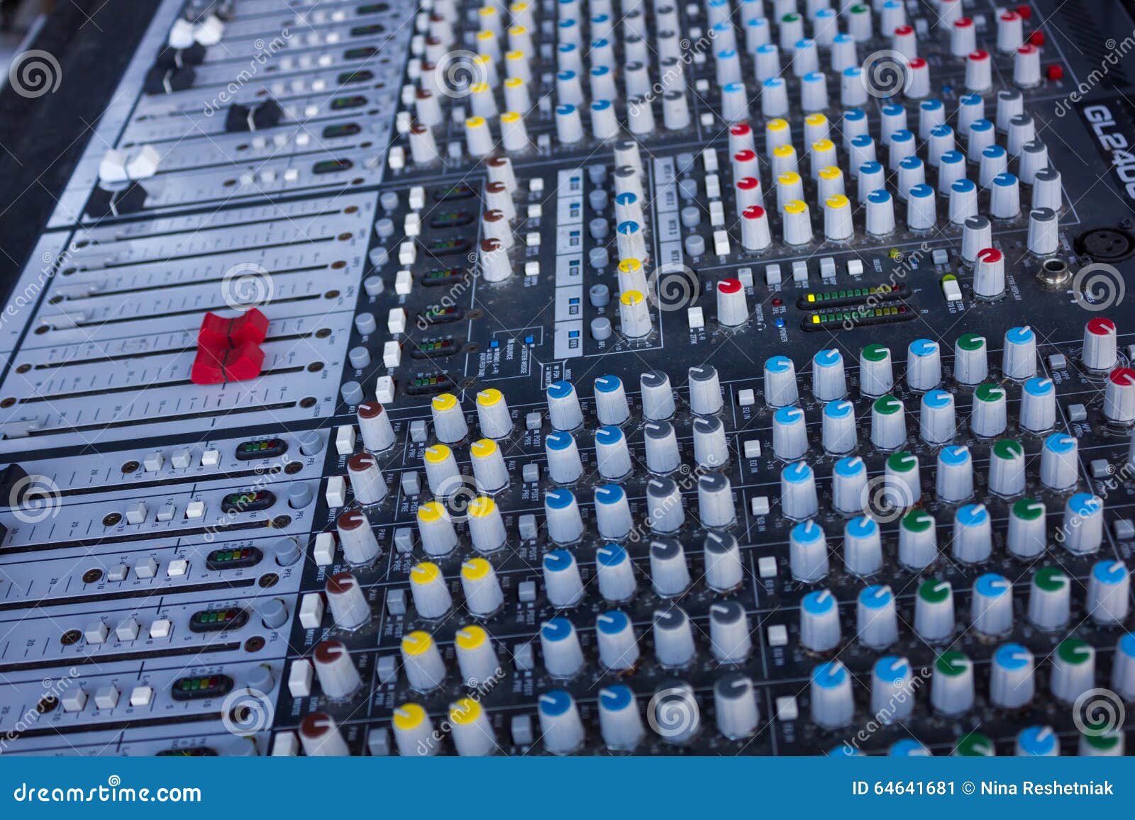 DJ Mixer with Lots of Buttons and Knobs Stock Image - Image of closeup ...