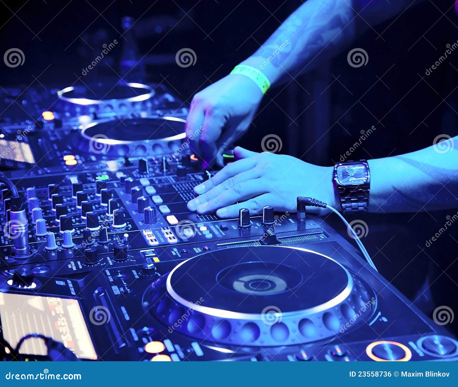 Dj mixes the track stock photo. Image of level, motion - 23558736