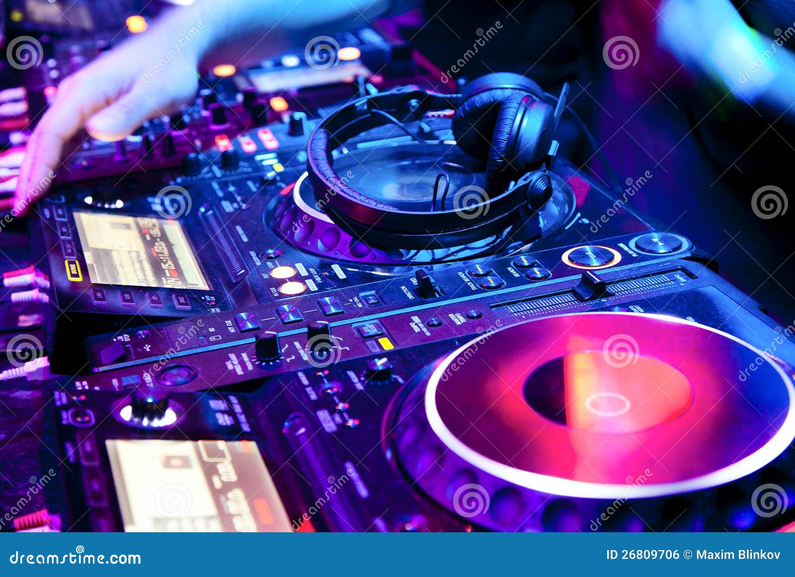 Dj mixes the track stock photo. Image of entertainment - 26809706