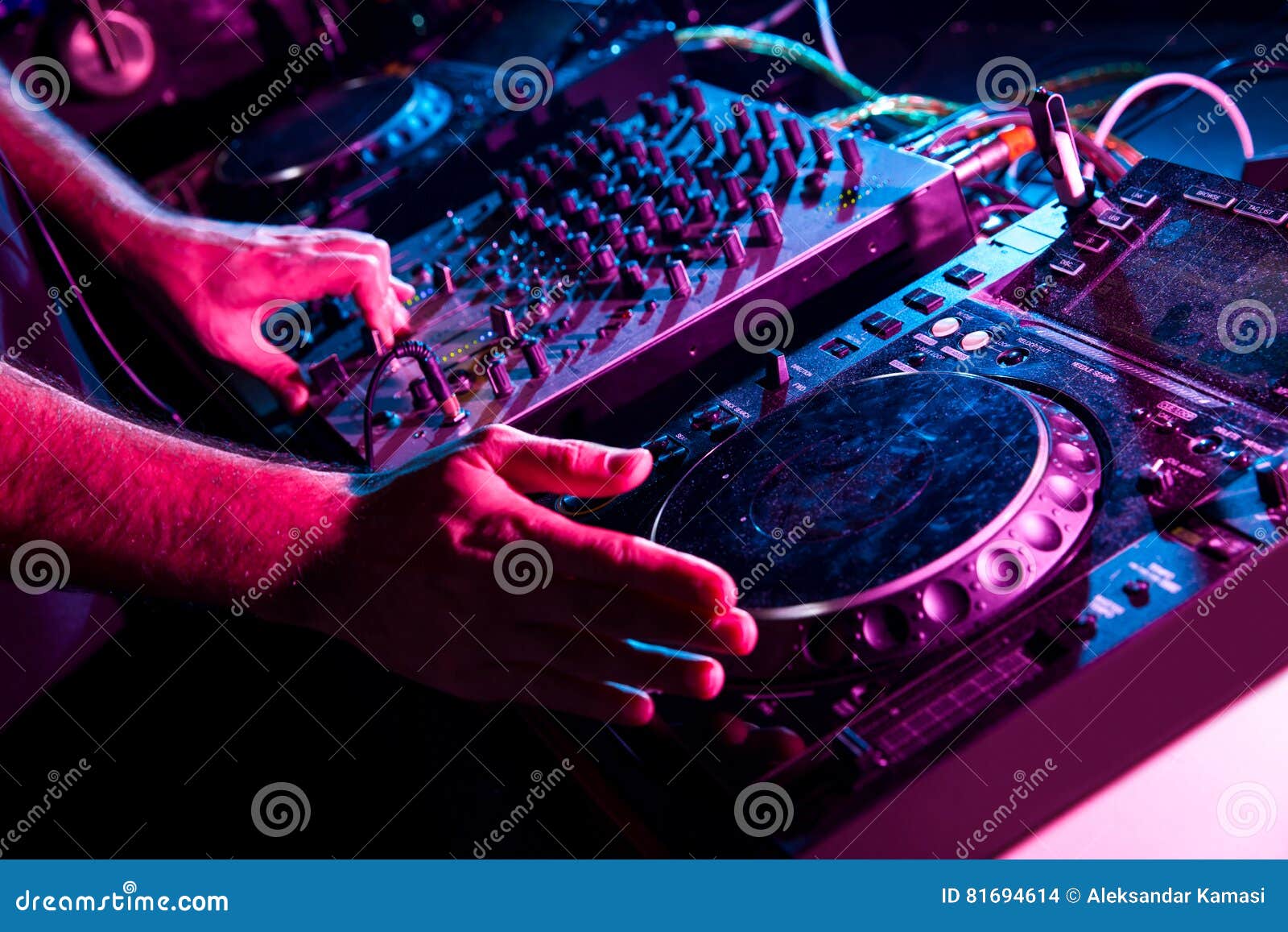 Dj mixes the track stock photo. Image of dancer, hands - 81694614
