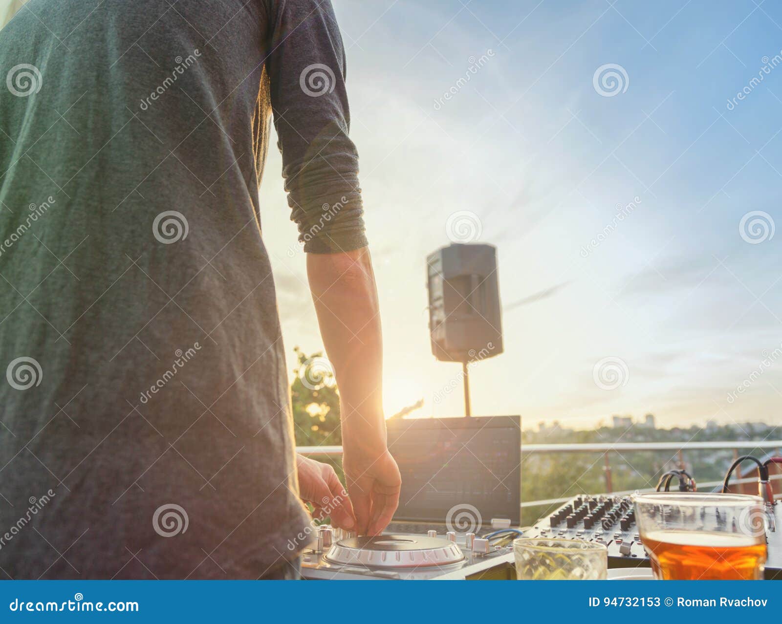 Dj mixing music outdoor. stock image. Image of panel - 94732153