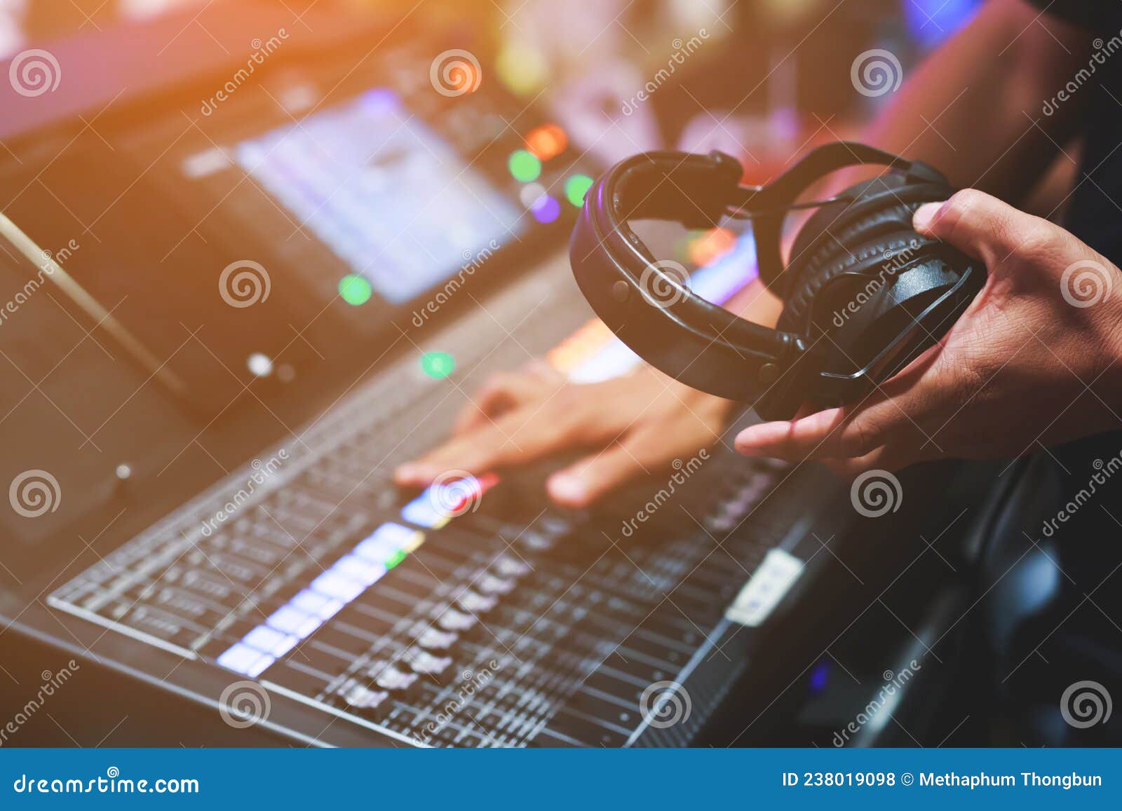 DJ Mixing Music on Stage, Concert Stock Photo - Image of equipment ...