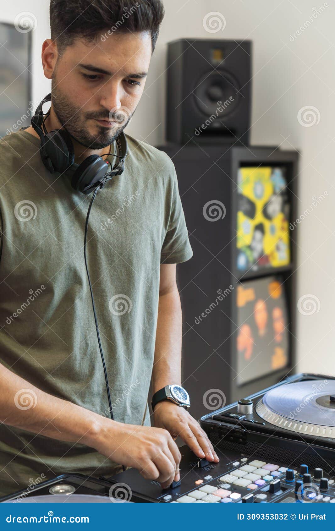 DJ Mixing Sounds in His Home Studio Stock Photo - Image of listening ...