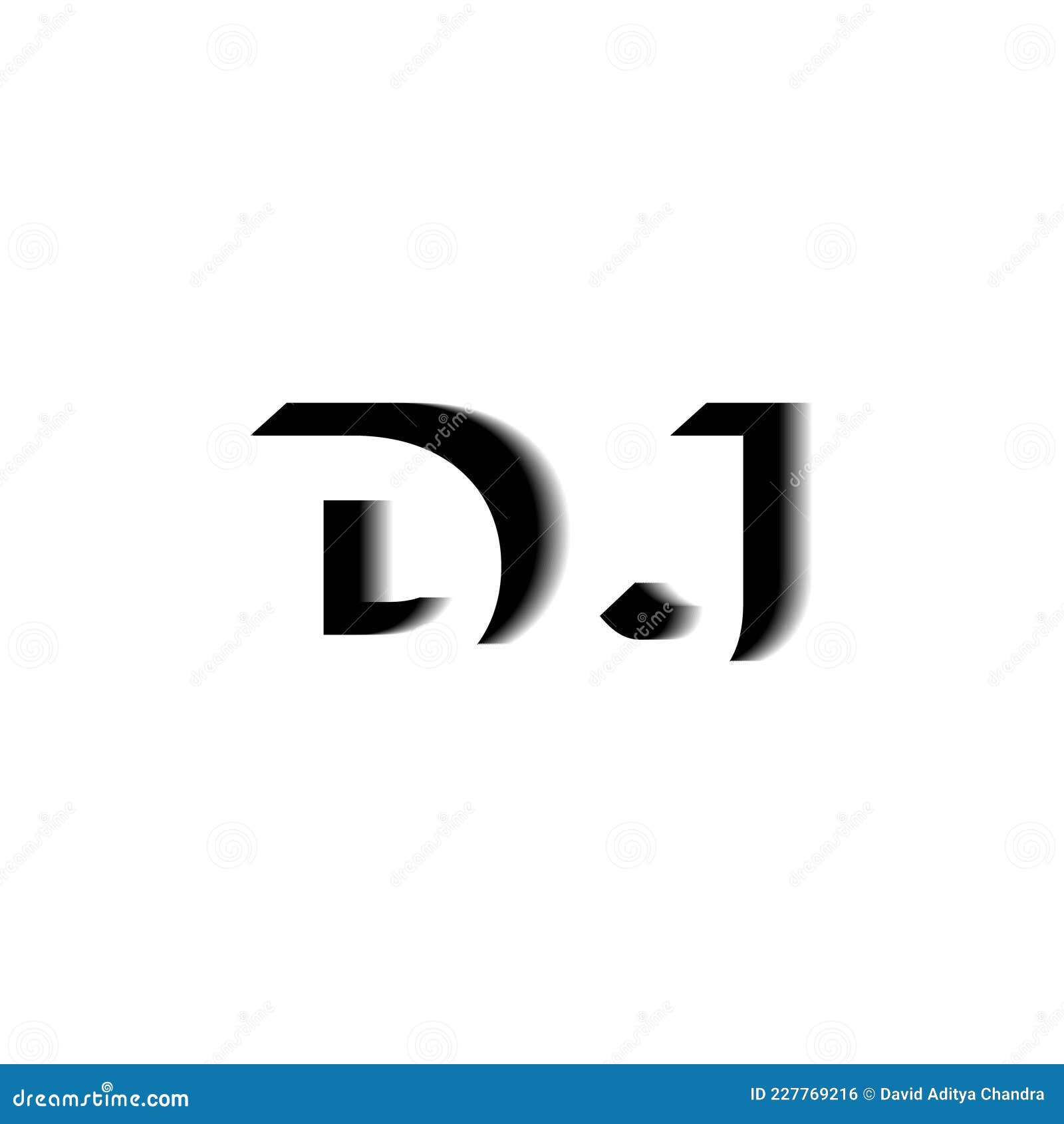 DJ Monogram Shadow Shape Style Stock Vector - Illustration of lines ...