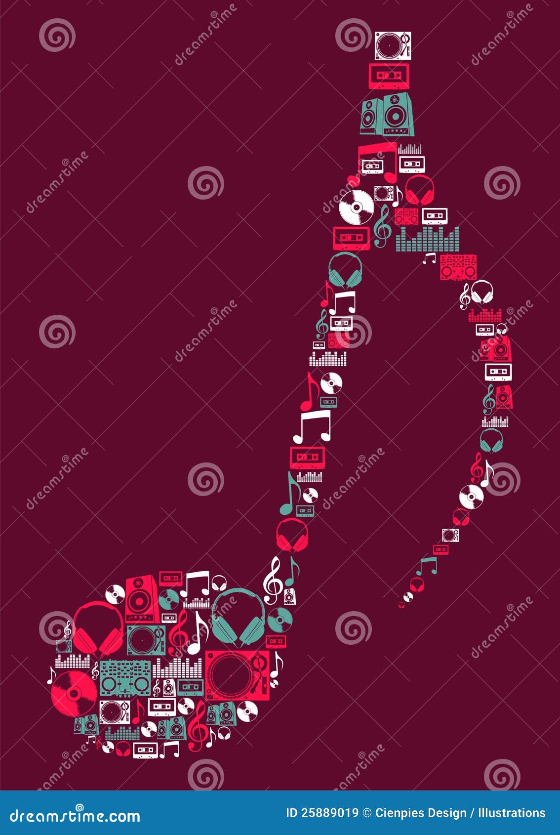 Dj Music Icons Musical Note Stock Vector - Illustration of party ...