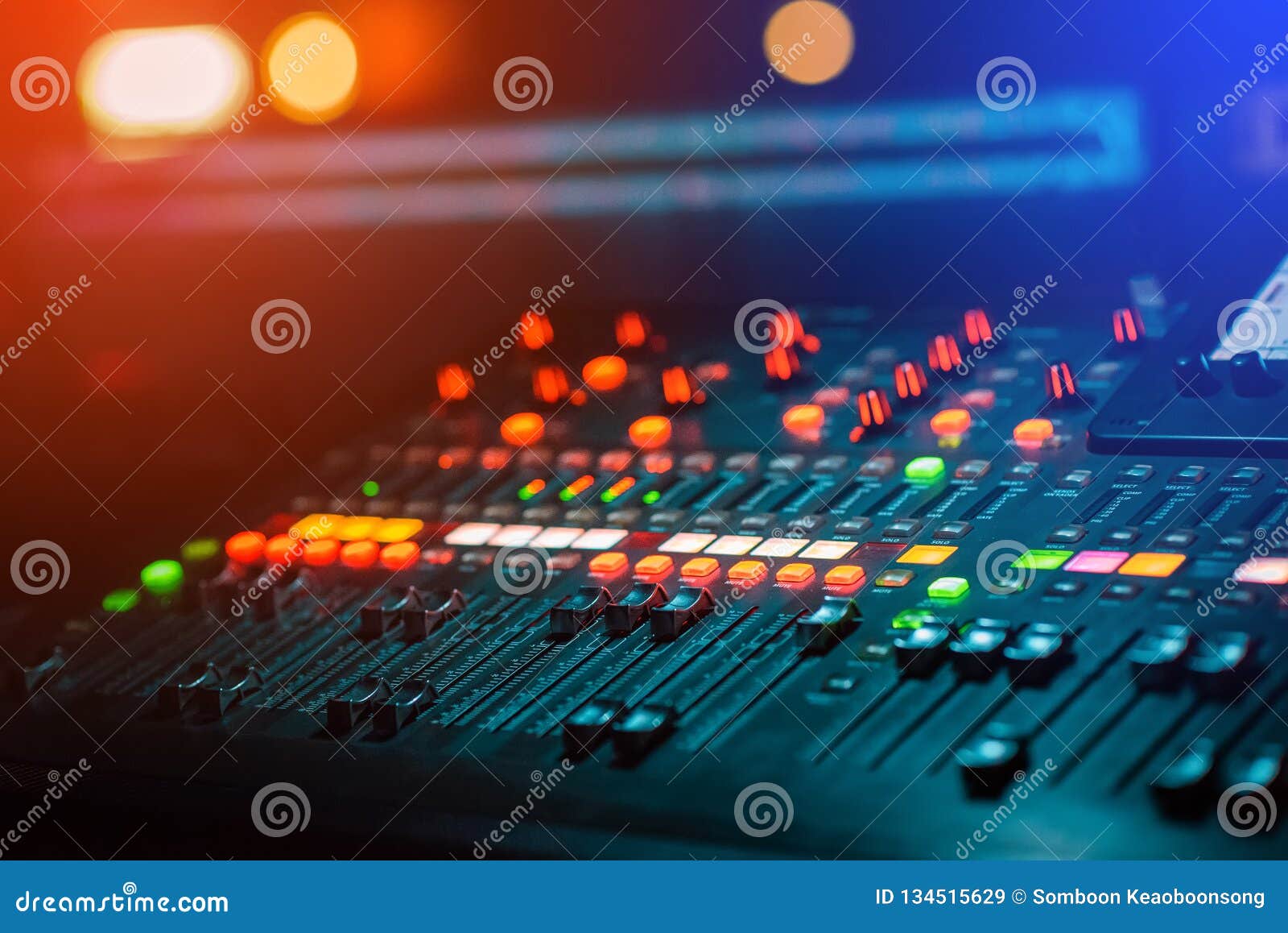 DJ Music Mixer Mixing Console in Nightclub To Control Sound with Bokeh ... DJ Music Mixer Mixing Console in Nightclub To Control Sound with Bokeh ...