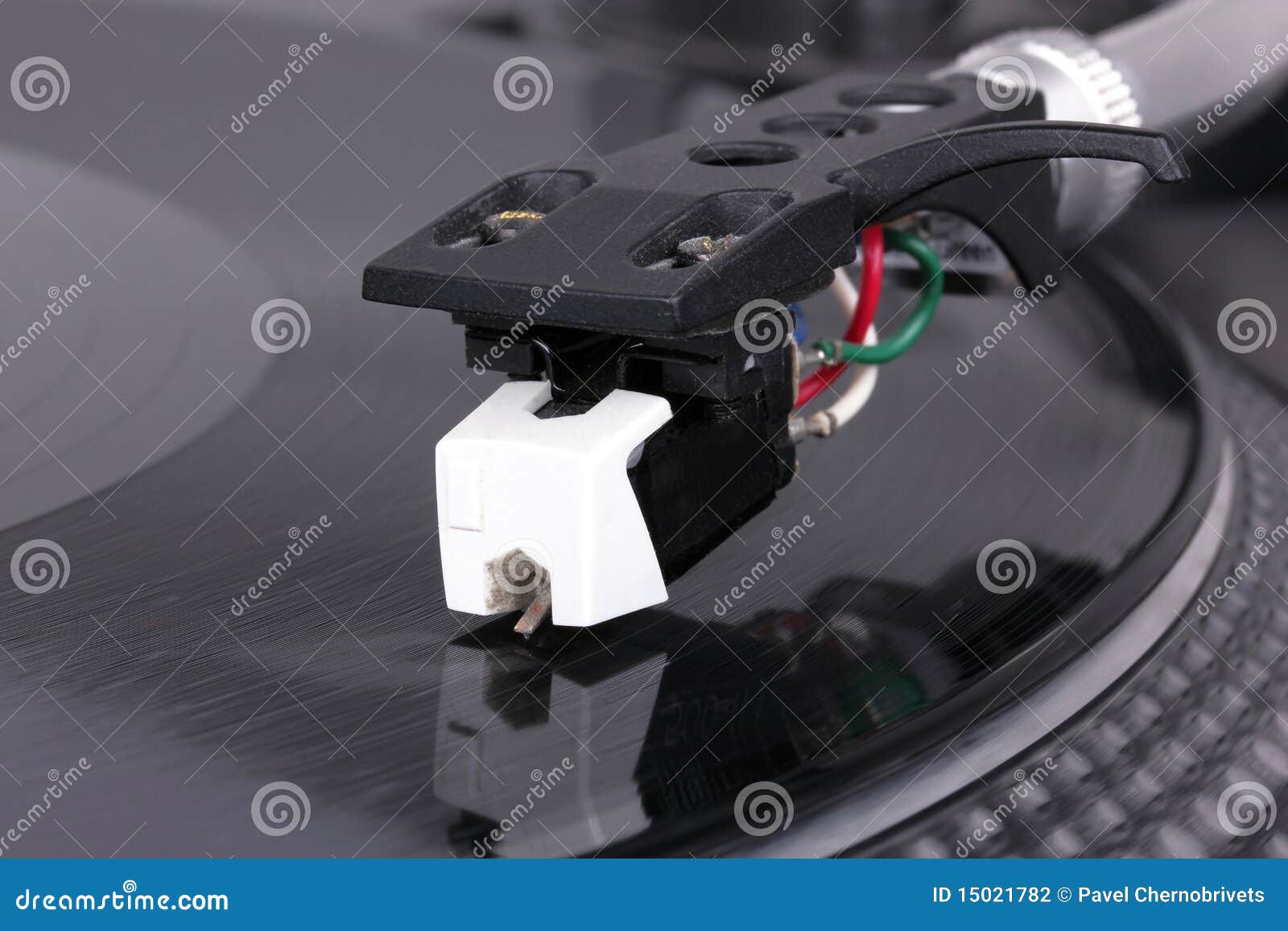 Dj Needle on Spinning Turntable Stock Photo - Image of studio, close ...