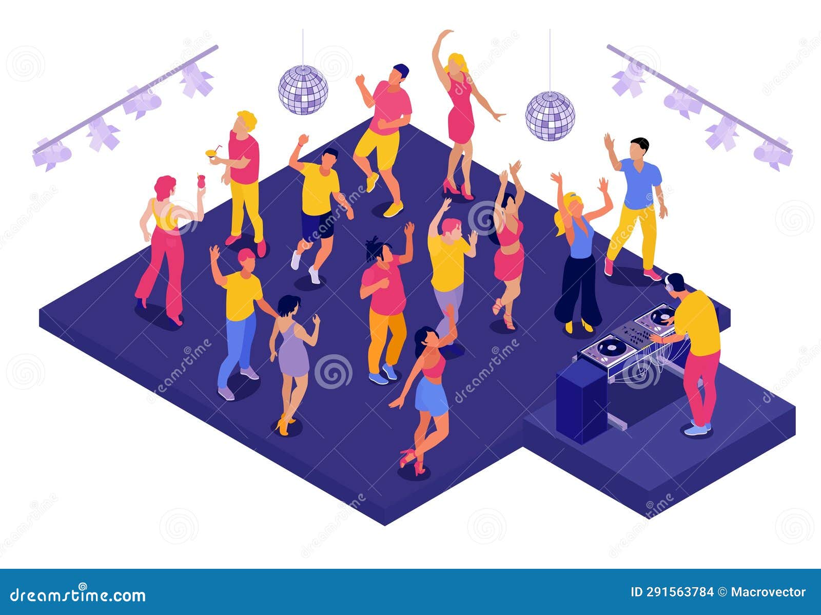 DJ Party Isometric Composition Stock Vector - Illustration of ...
