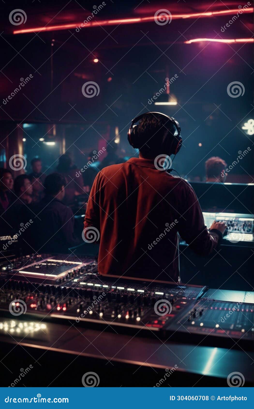 DJ Performing Live Set in Front of Enthusiastic Crowd. Generative AI ...
