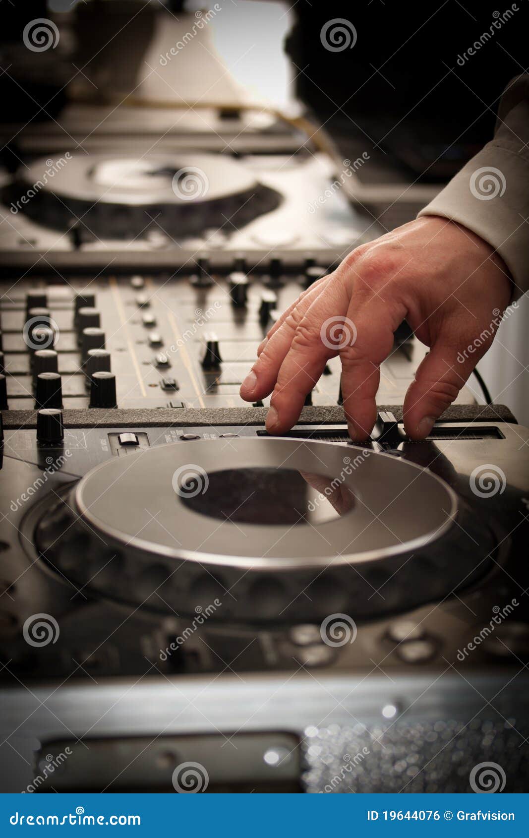 DJ play music stock photo. Image of sound, disk, human - 19644076