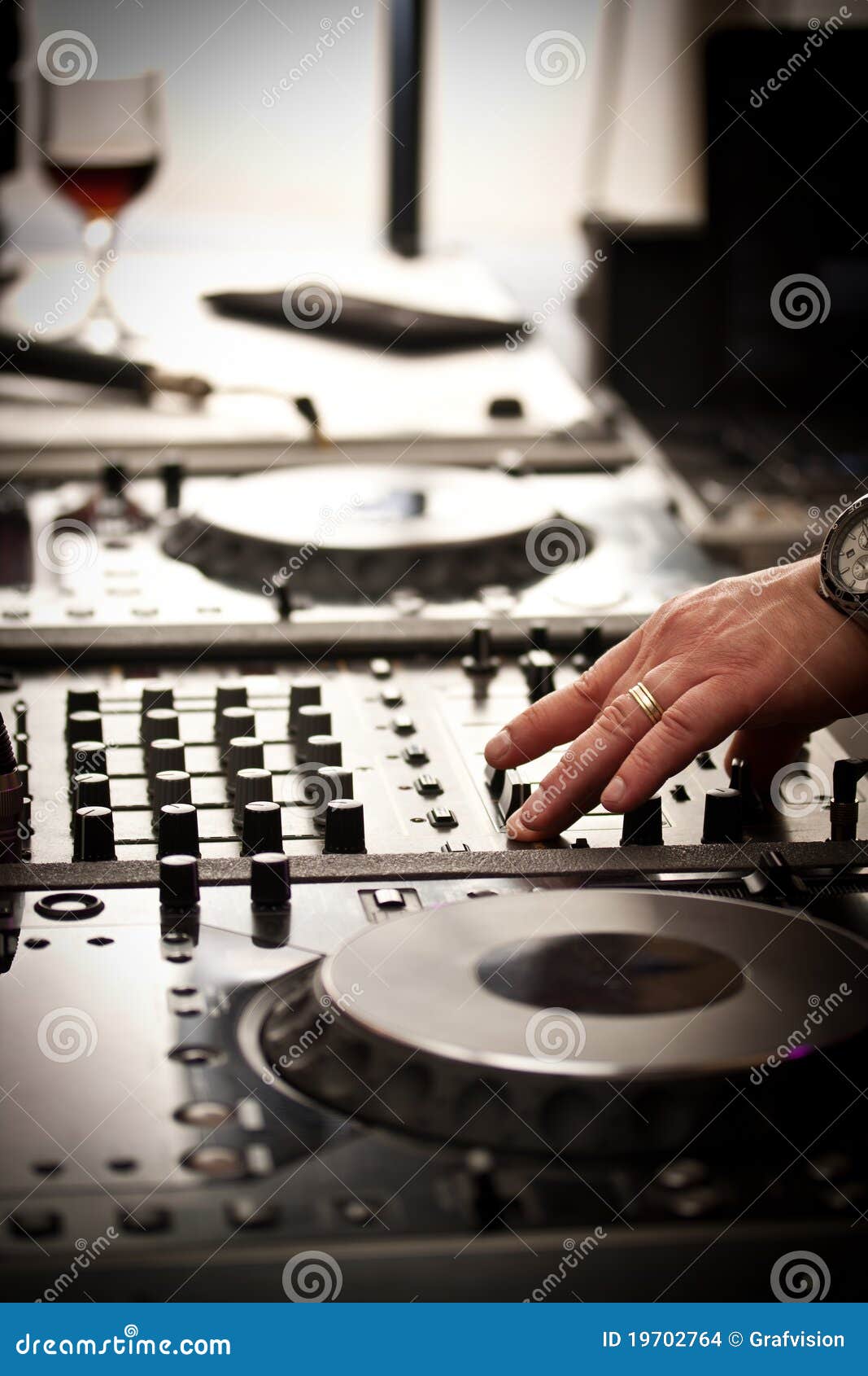 DJ play music stock photo. Image of evening, deck, mixer - 19702764