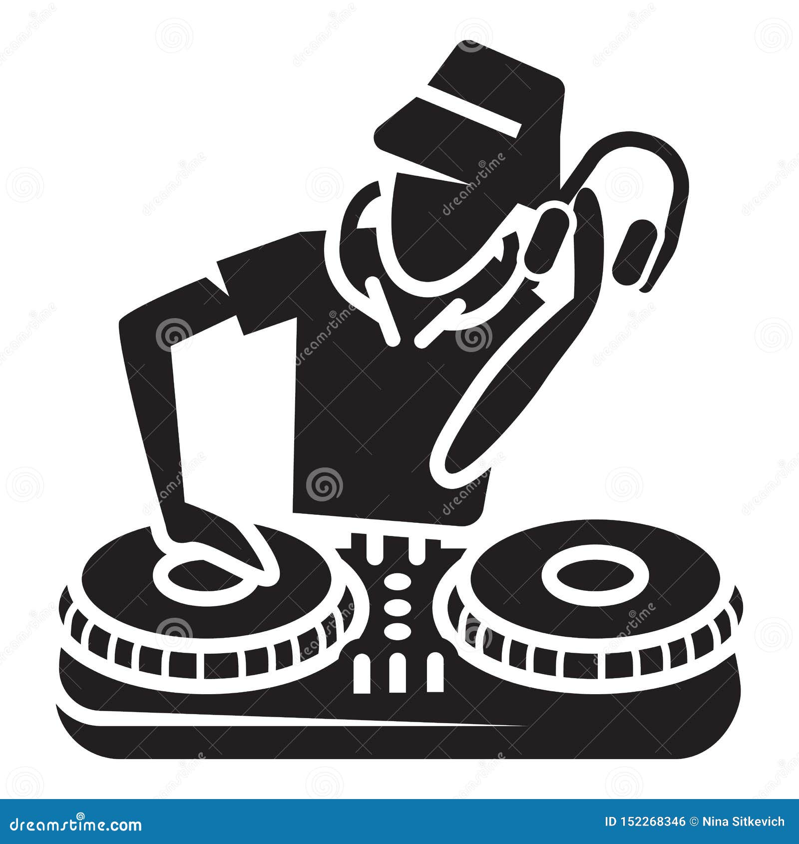 Dj Player Icon, Simple Style Stock Vector - Illustration of earphones ...