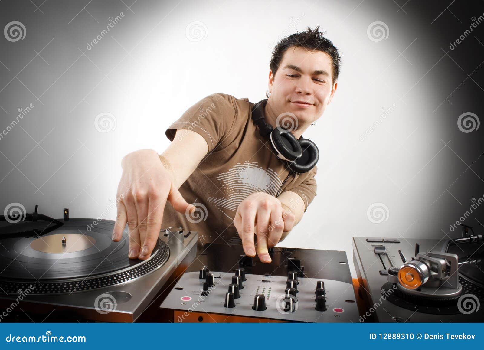Dj playing stock photo. Image of night, male, mixing - 12889310