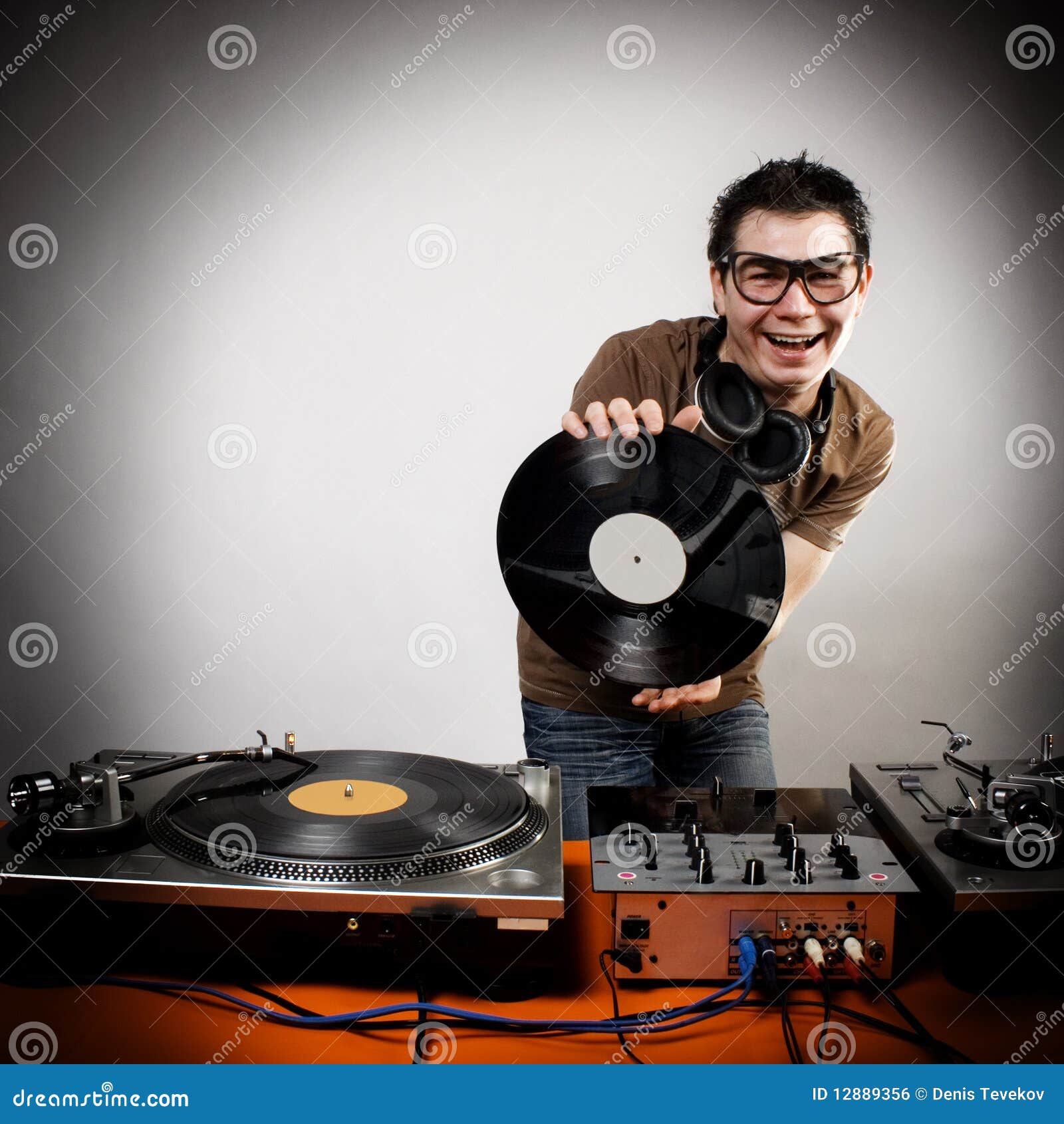 Dj playing stock photo. Image of mixing, night, funky - 12889356