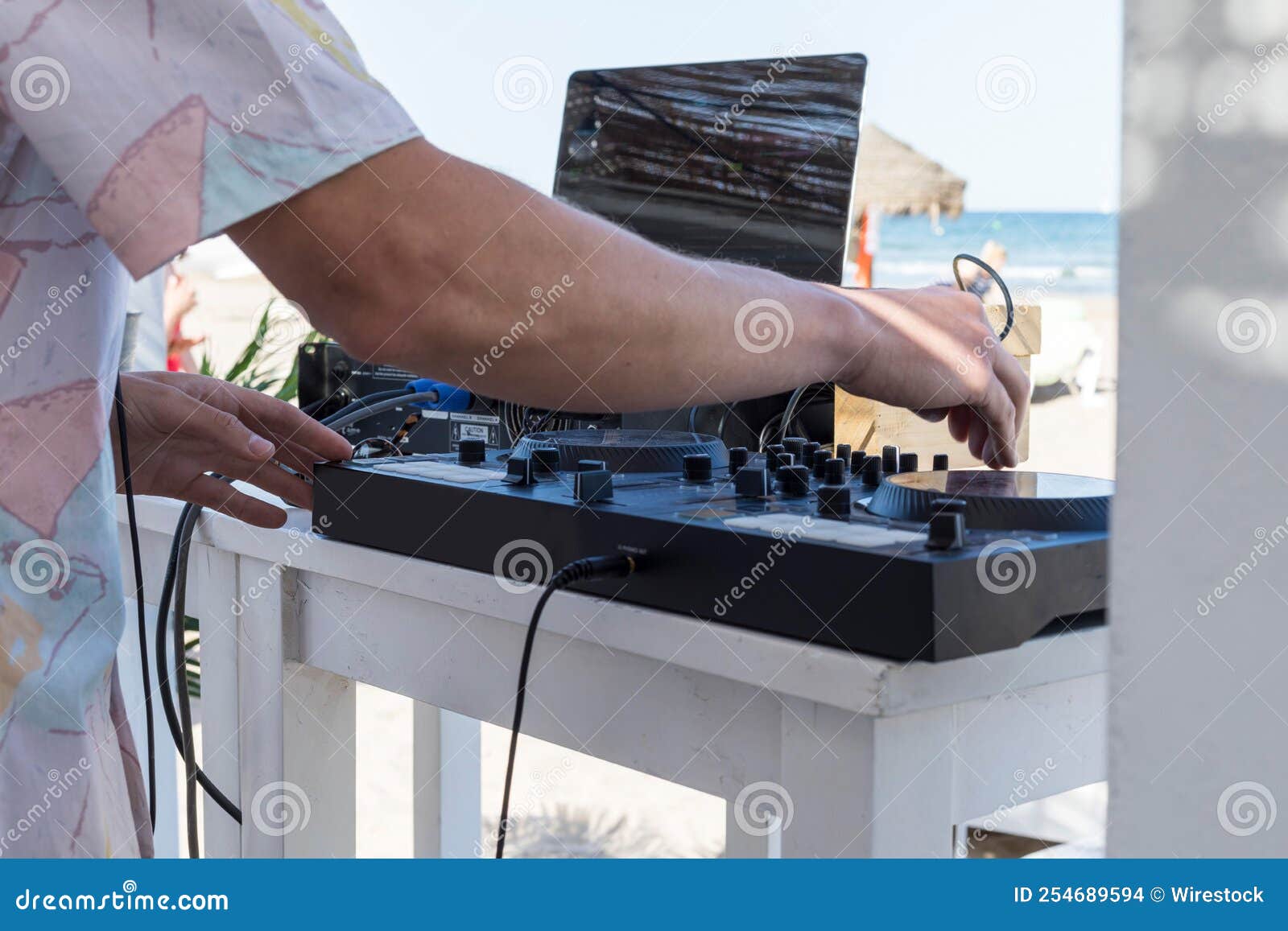 Dj Playing Music on the Beach Stock Photo - Image of music, outside ...