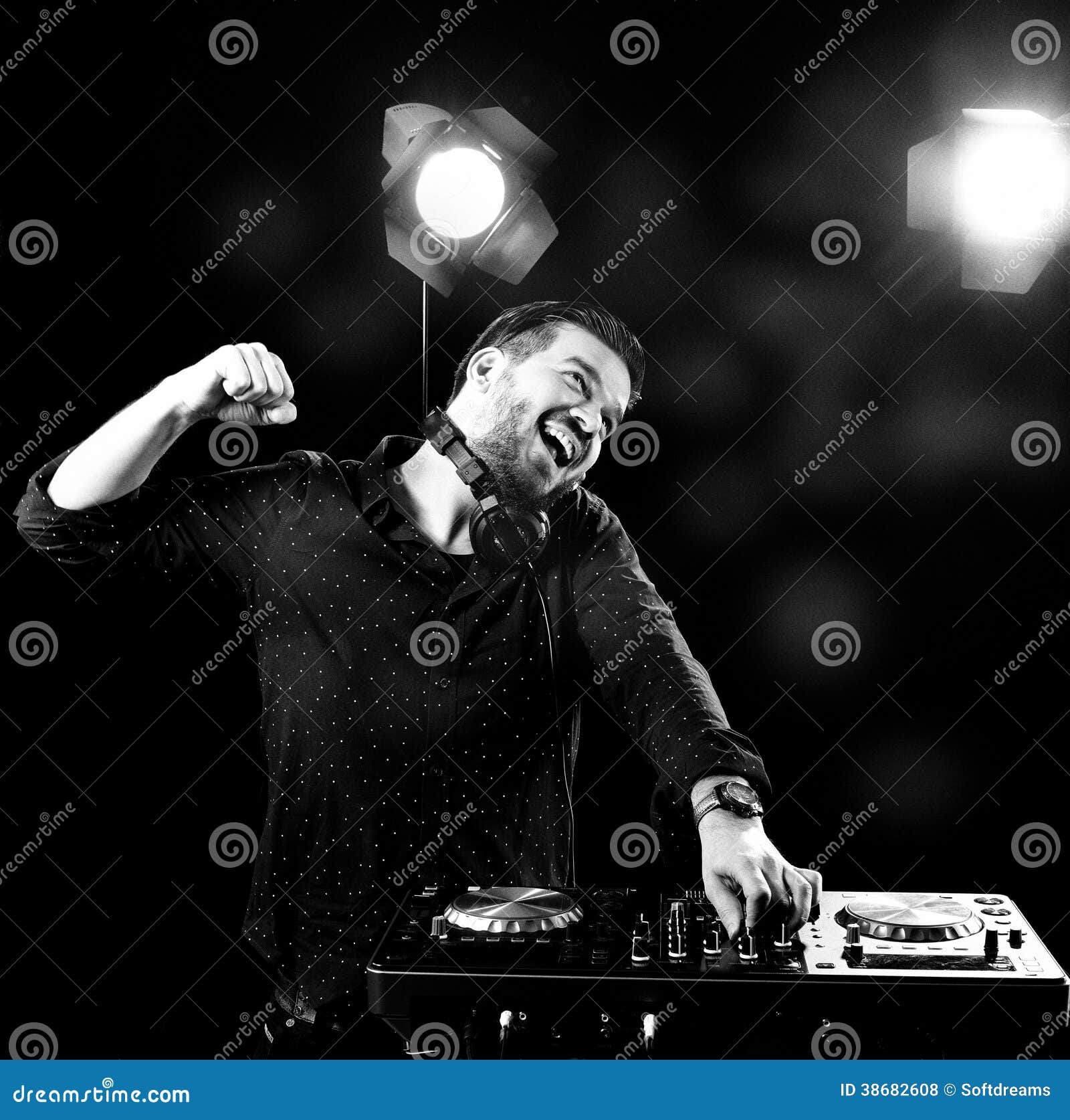 DJ playing music stock photo. Image of discotheque, equipment - 38682608