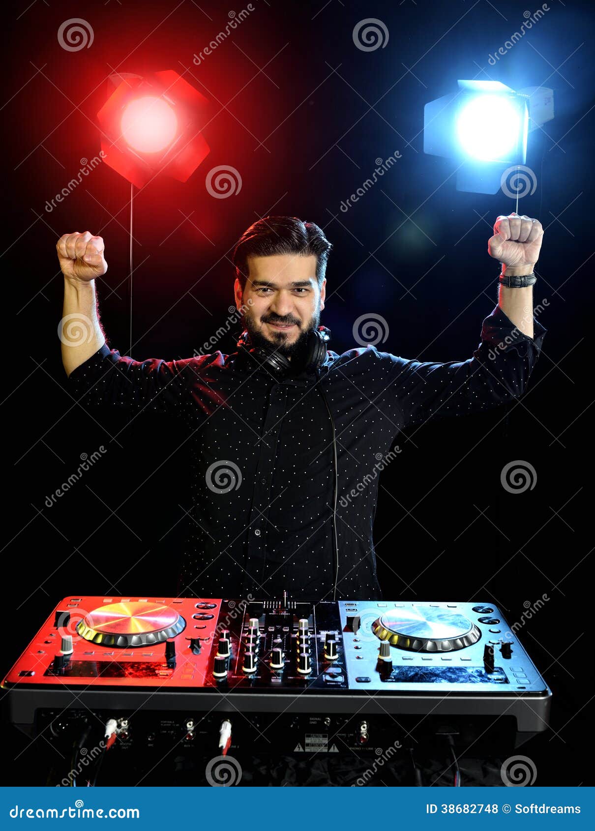 DJ playing music stock photo. Image of hand, jockey, evening - 38682748
