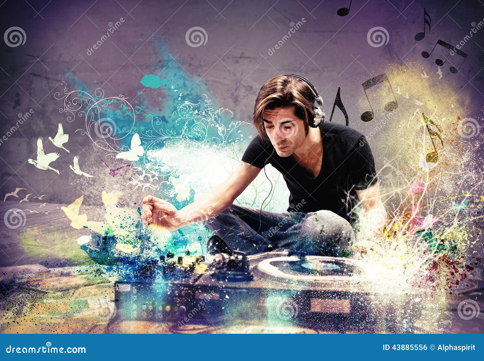 DJ playing music stock photo. Image of listen, audio - 43885556