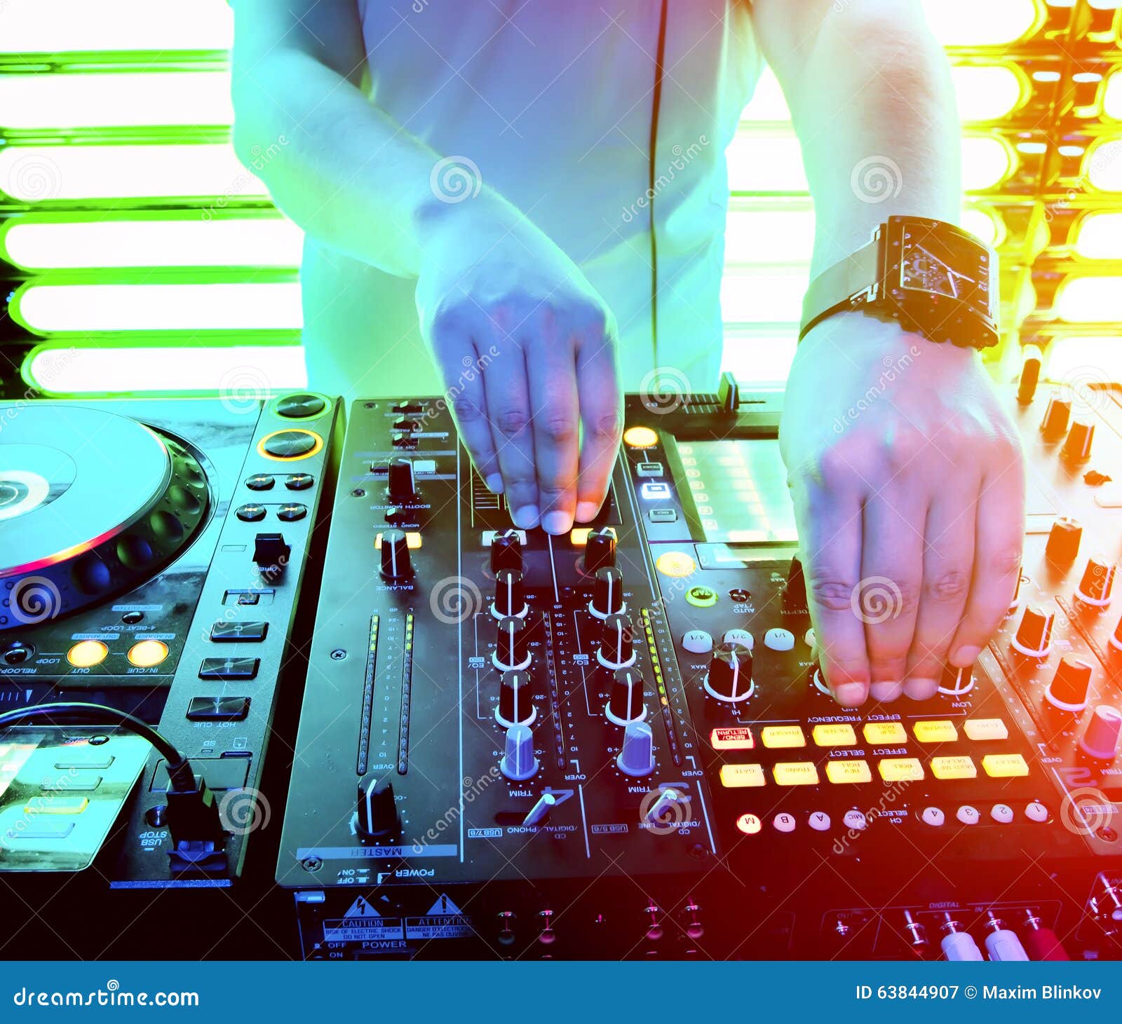 Dj playing the track stock image. Image of sound, level - 63844907
