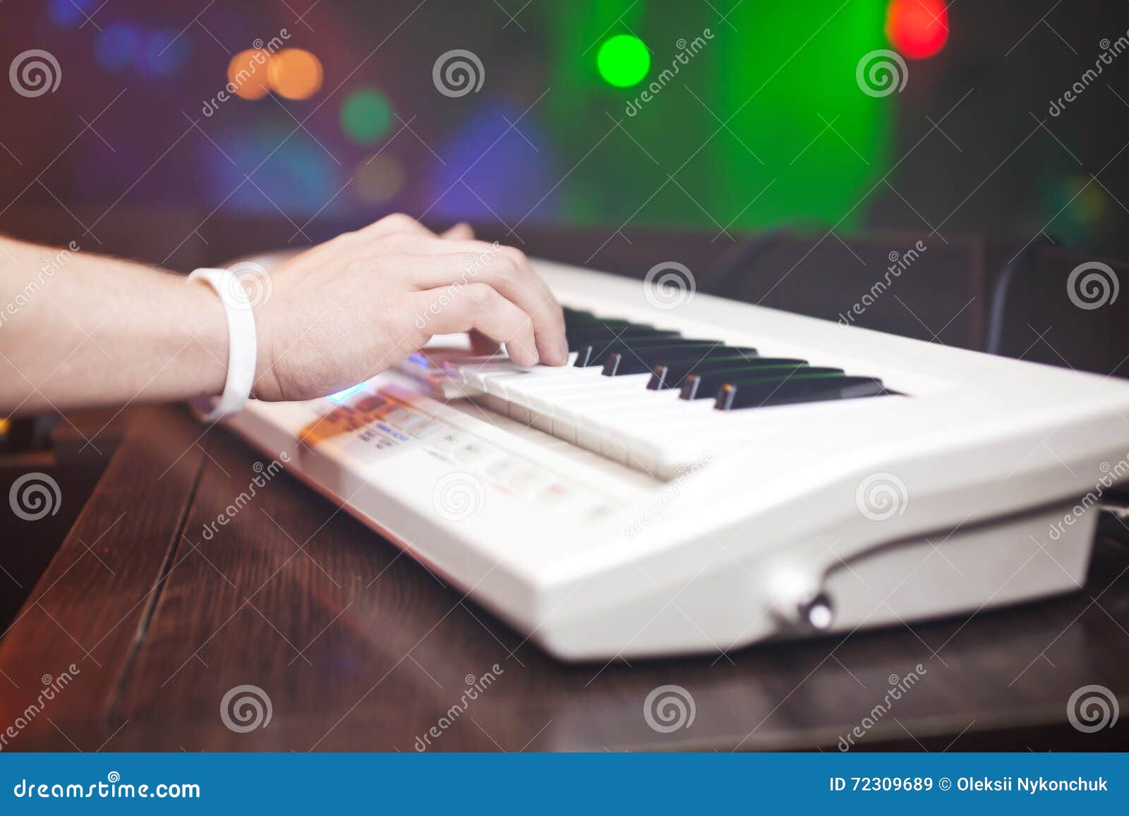 DJ Plays in the Club on a Synthesizer Stock Image - Image of hand ...