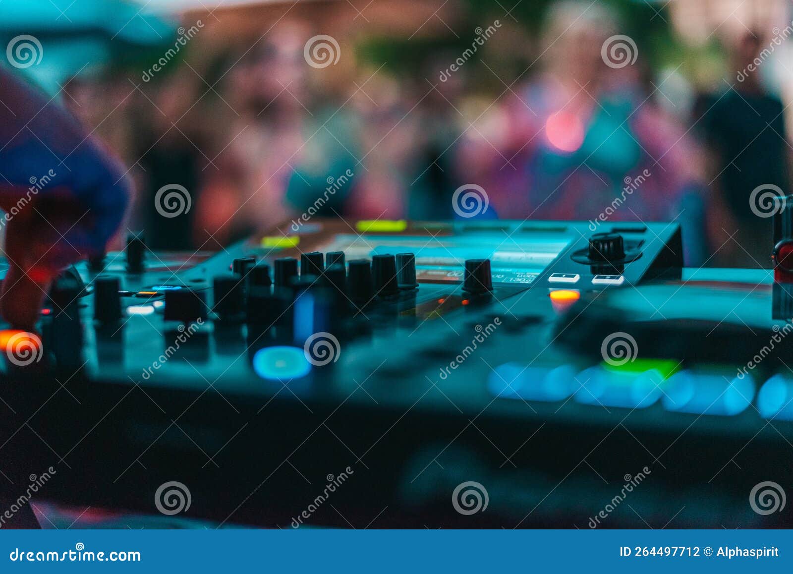 Dj Plays Disco Music with His Consolle in a Pub Stock Photo - Image of ...