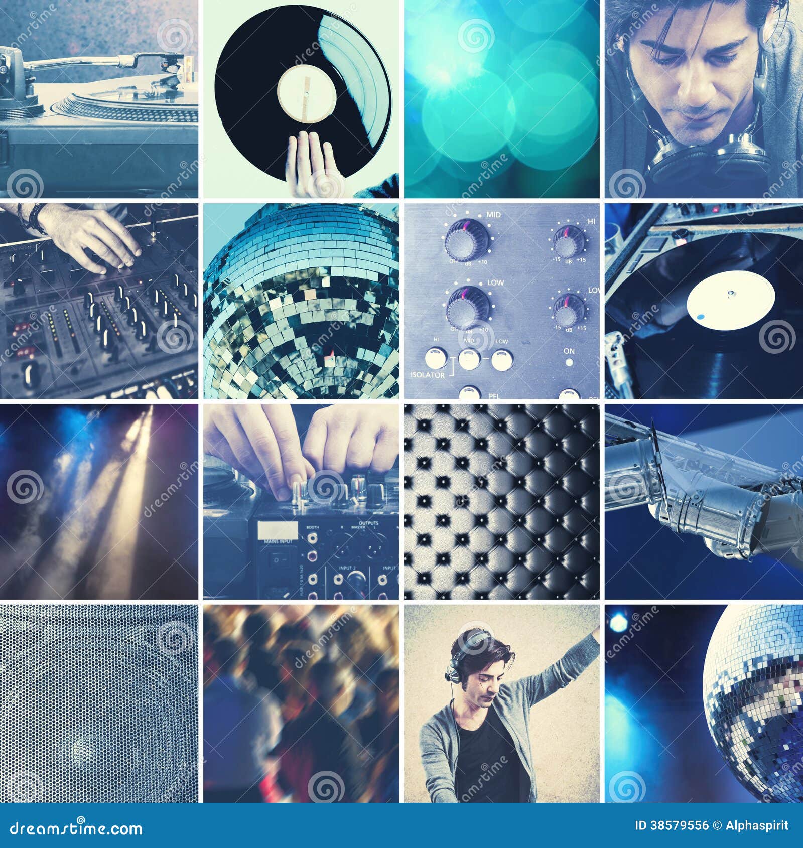 DJ Que Juega El Collage De La Música Foto de archivo - Imagen de hombre ...