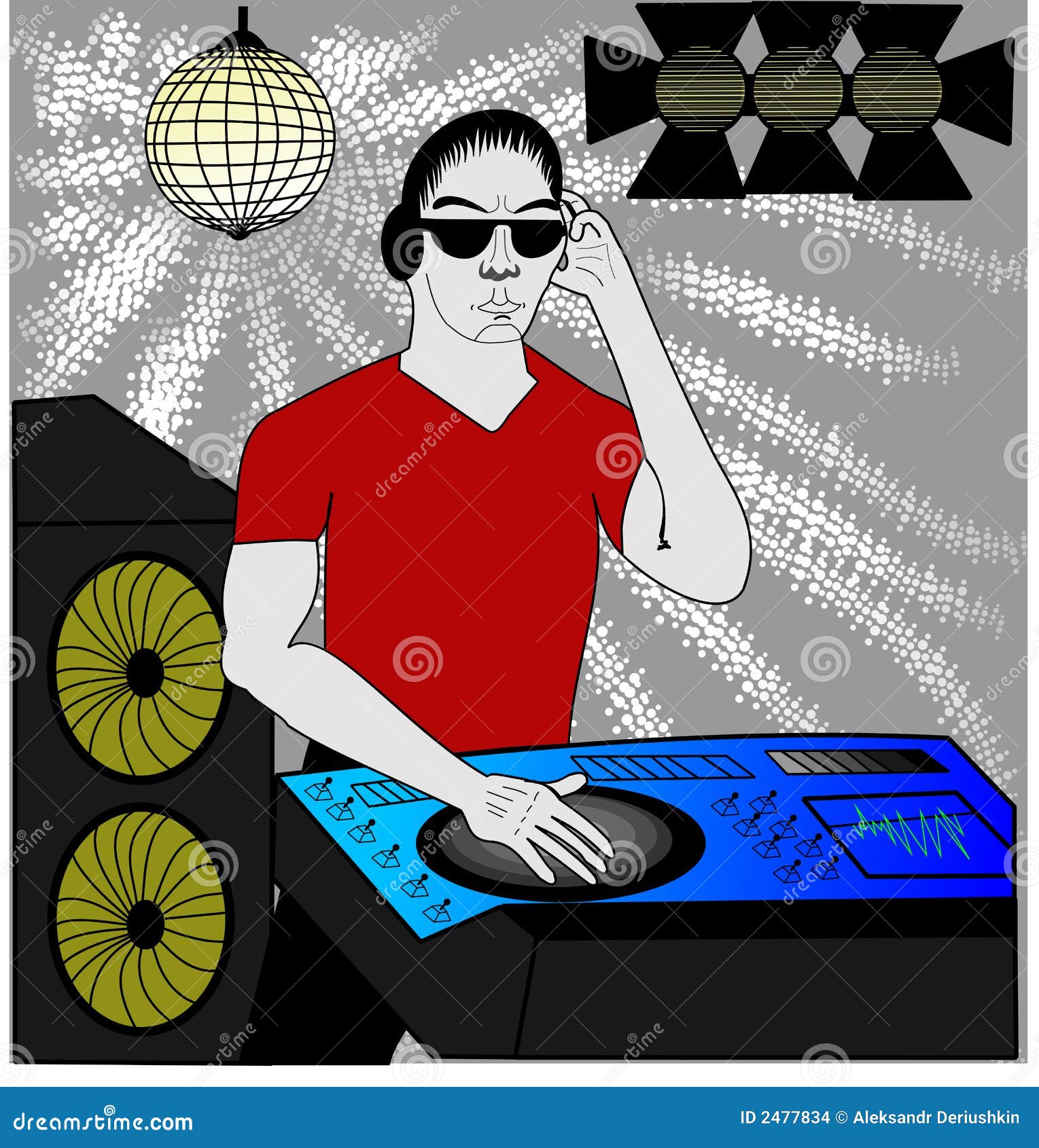 Dj in red stock vector. Illustration of artist, audio - 2477834