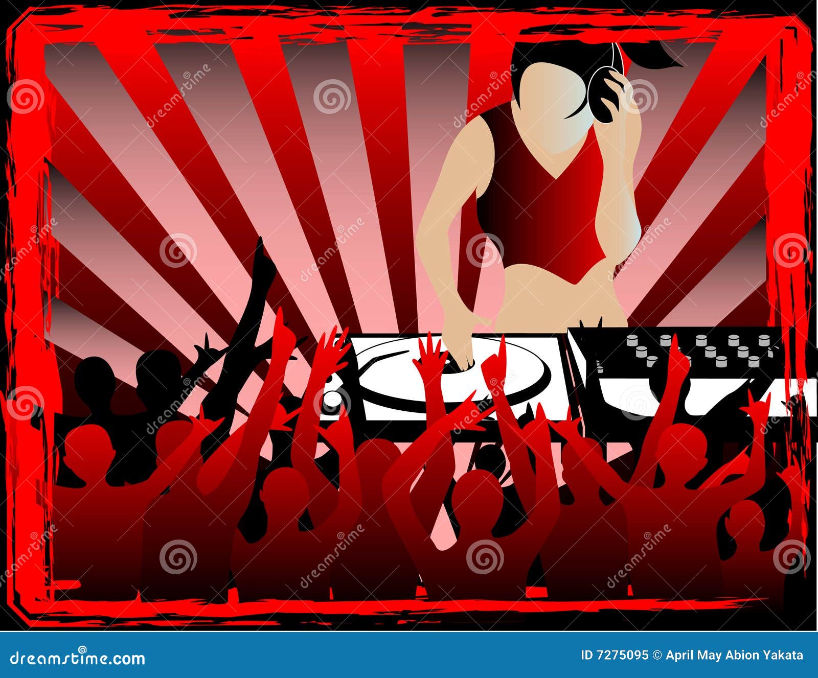 Dj in red stock illustration. Illustration of deorative - 7275095