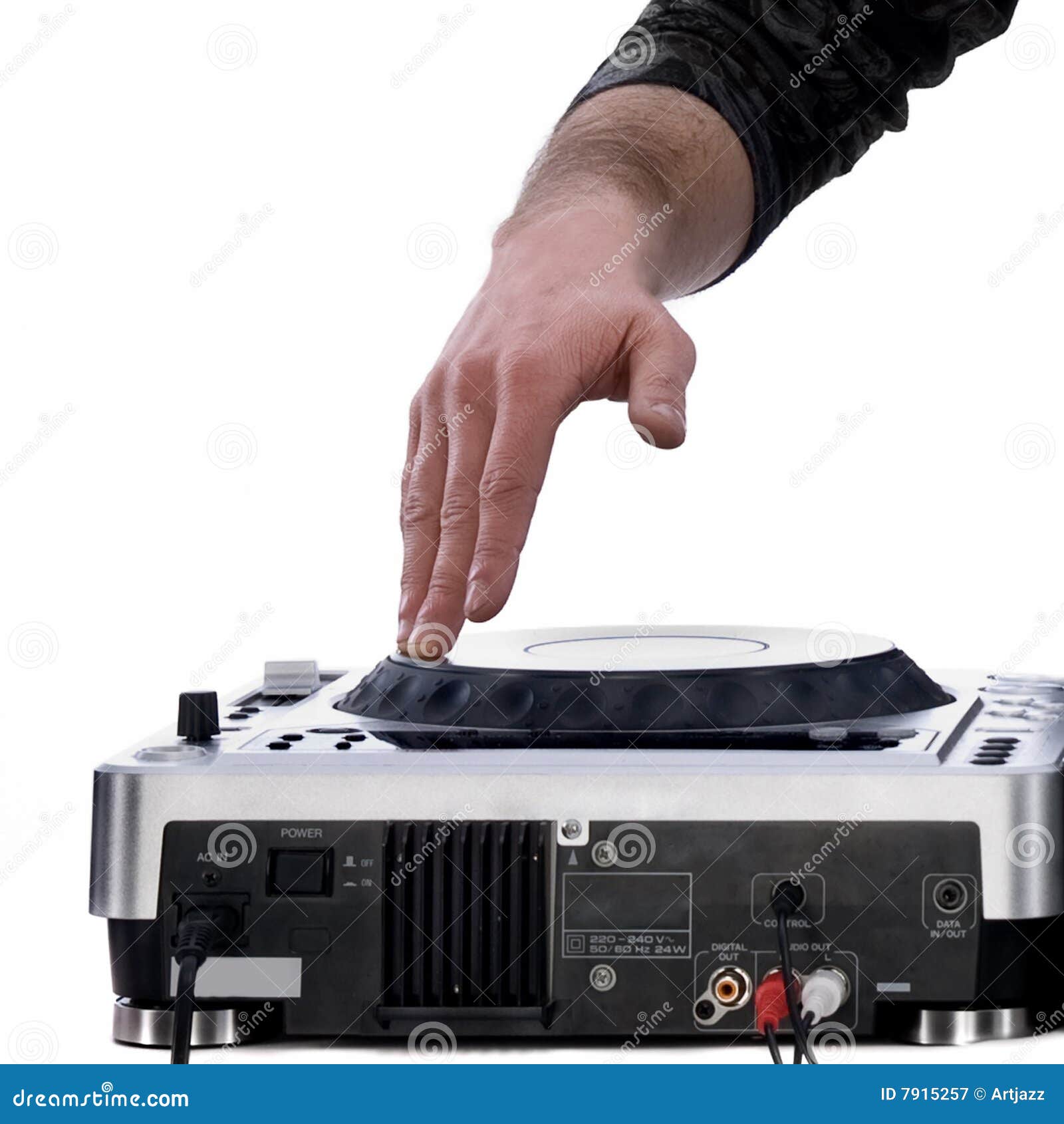 Dj s hand playing on mixer stock image. Image of gramophone - 7915257