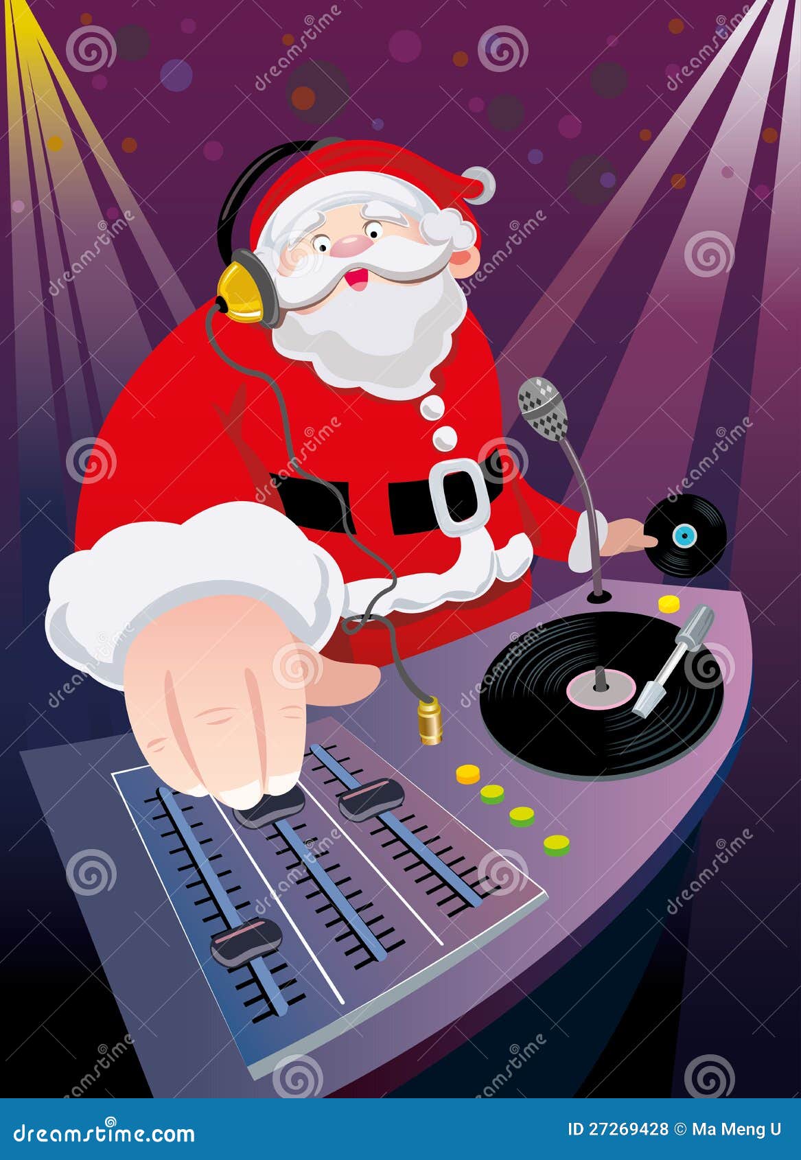 DJ Santa Claus Christmas Party Stock Vector - Illustration of nightlife ...