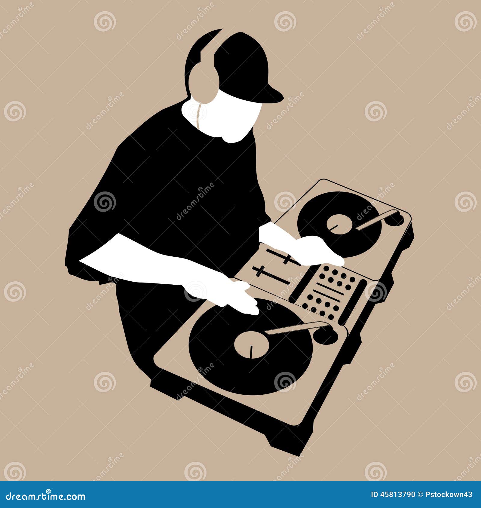 DJ Scratch stock vector. Illustration of jockey, happy - 45813790