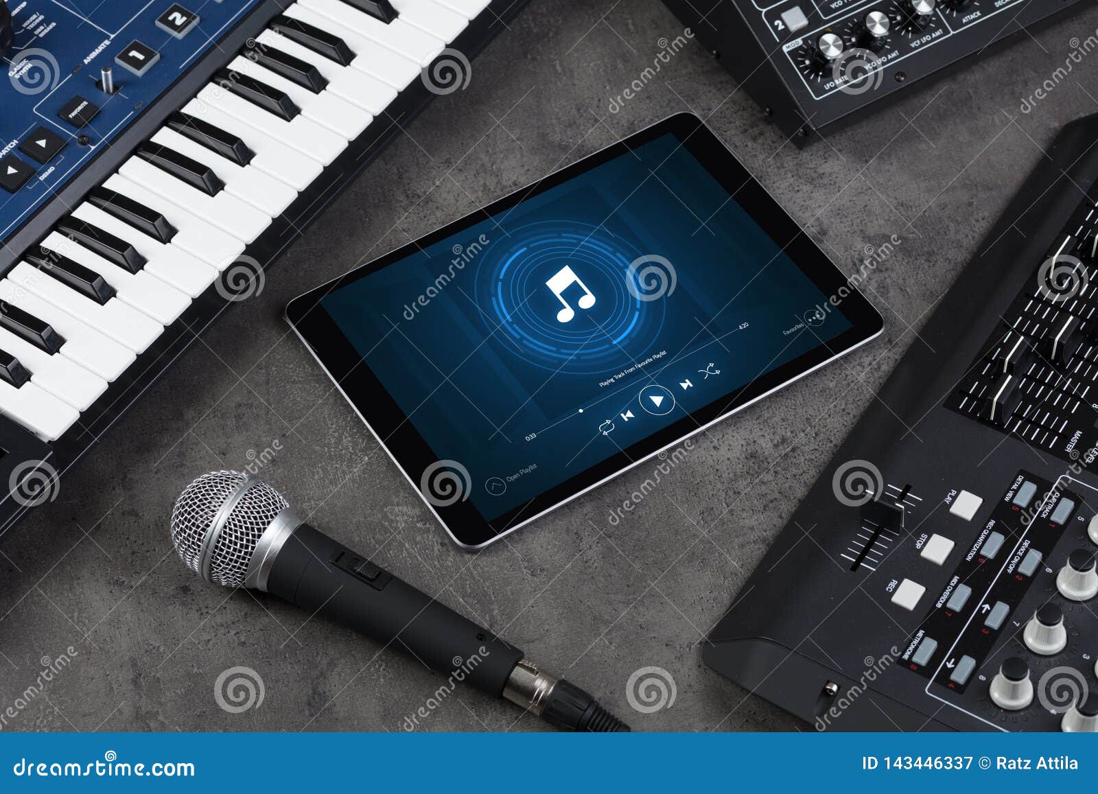 DJ Set, Tablet and Electronic Music Instruments Stock Image - Image of ...