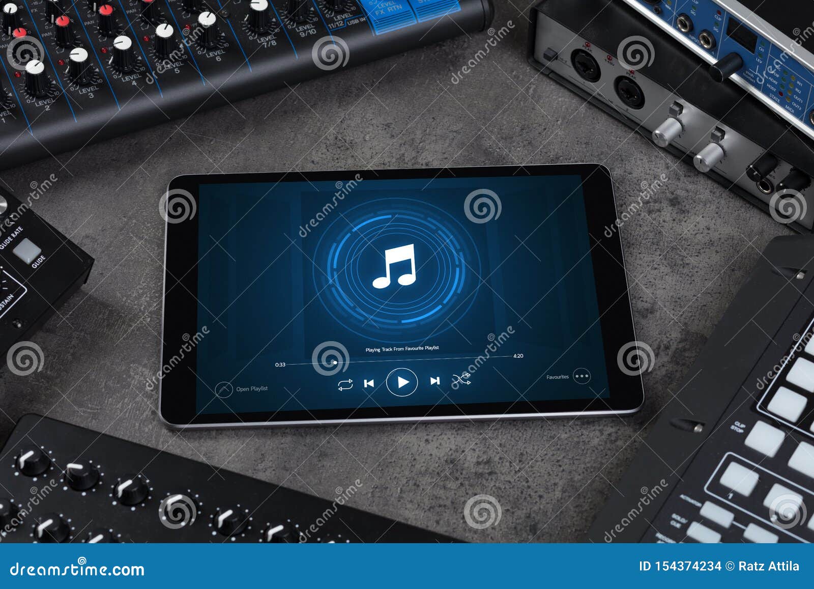 DJ Set, Tablet and Electronic Music Instruments Stock Photo - Image of ...