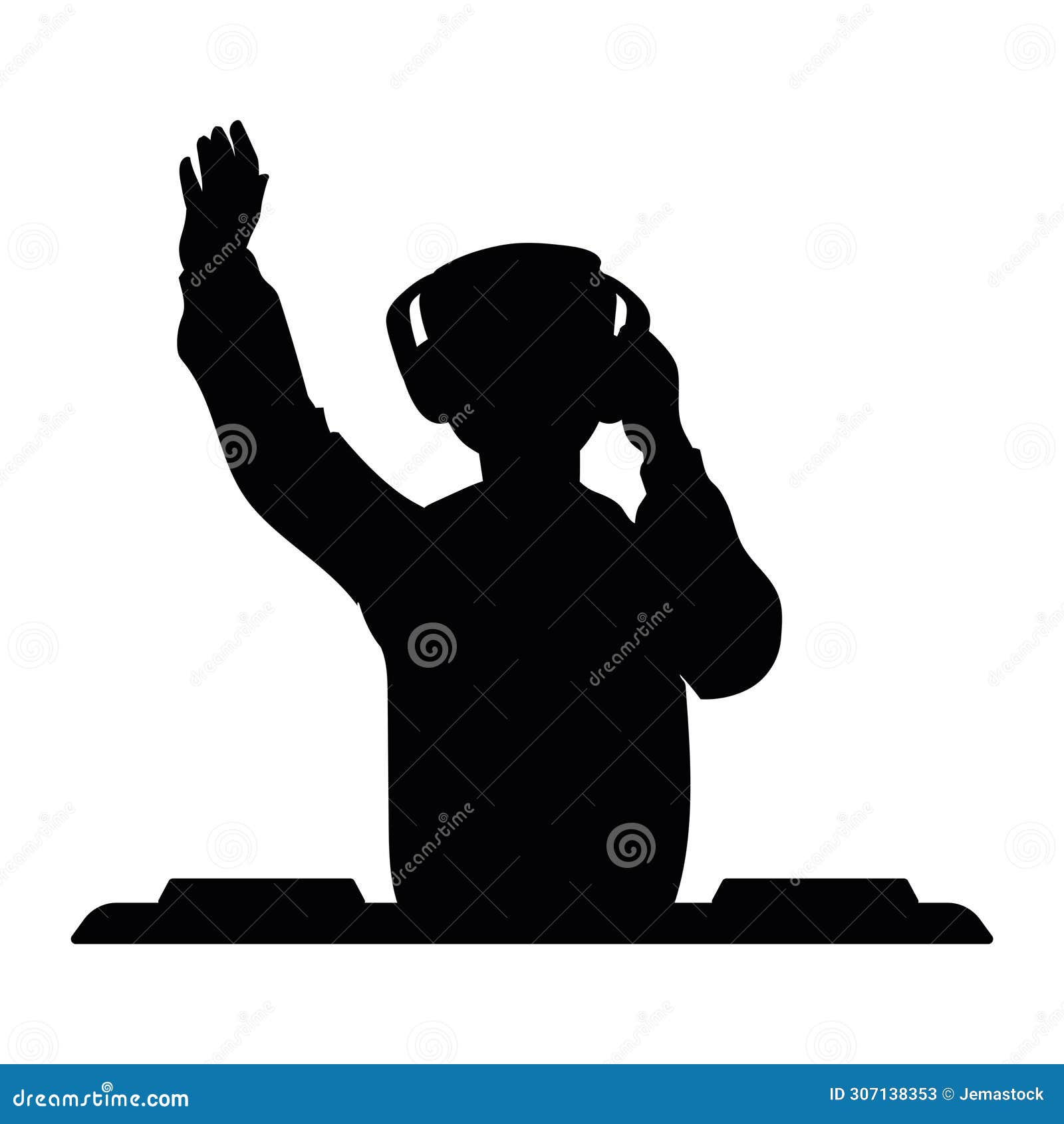 Dj silhouette waving hand stock vector. Illustration of performance ...