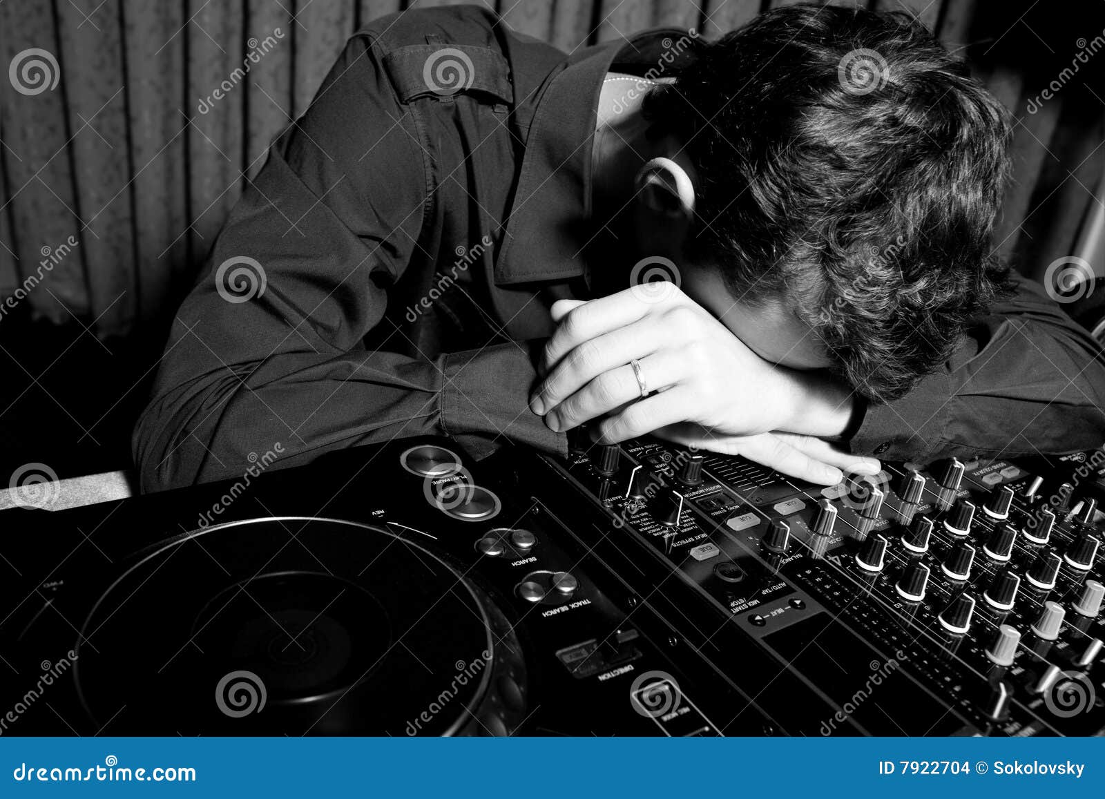 DJ sleeping in a nightclub stock photo. Image of jockey - 7922704