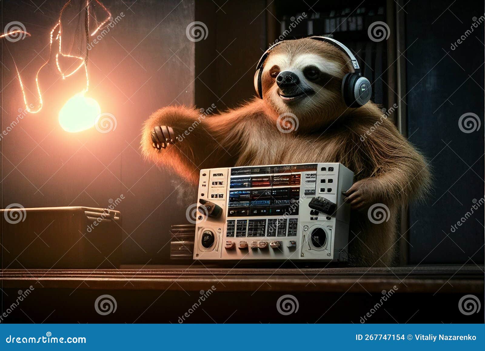 DJ Sloth at the Remote Control at the Party. AI Generated. Stock ...
