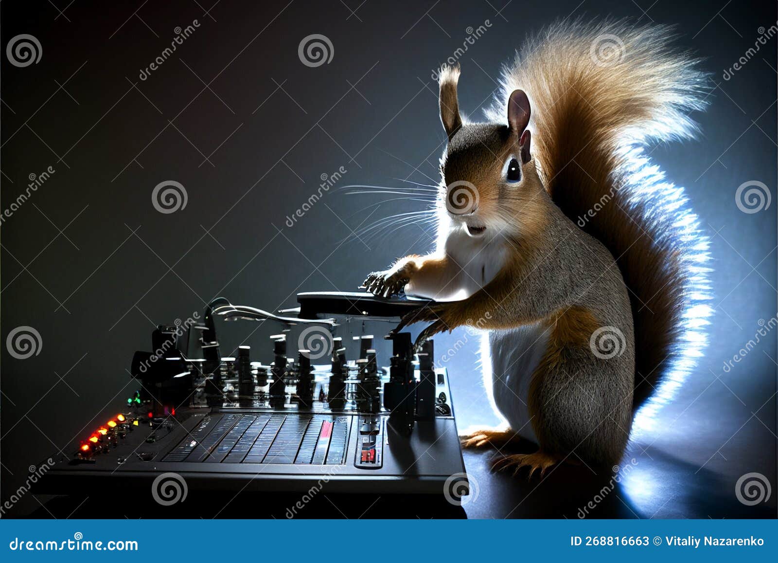 DJ Squirrel at the Remote Control at the Party. AI Generated. Stock ...