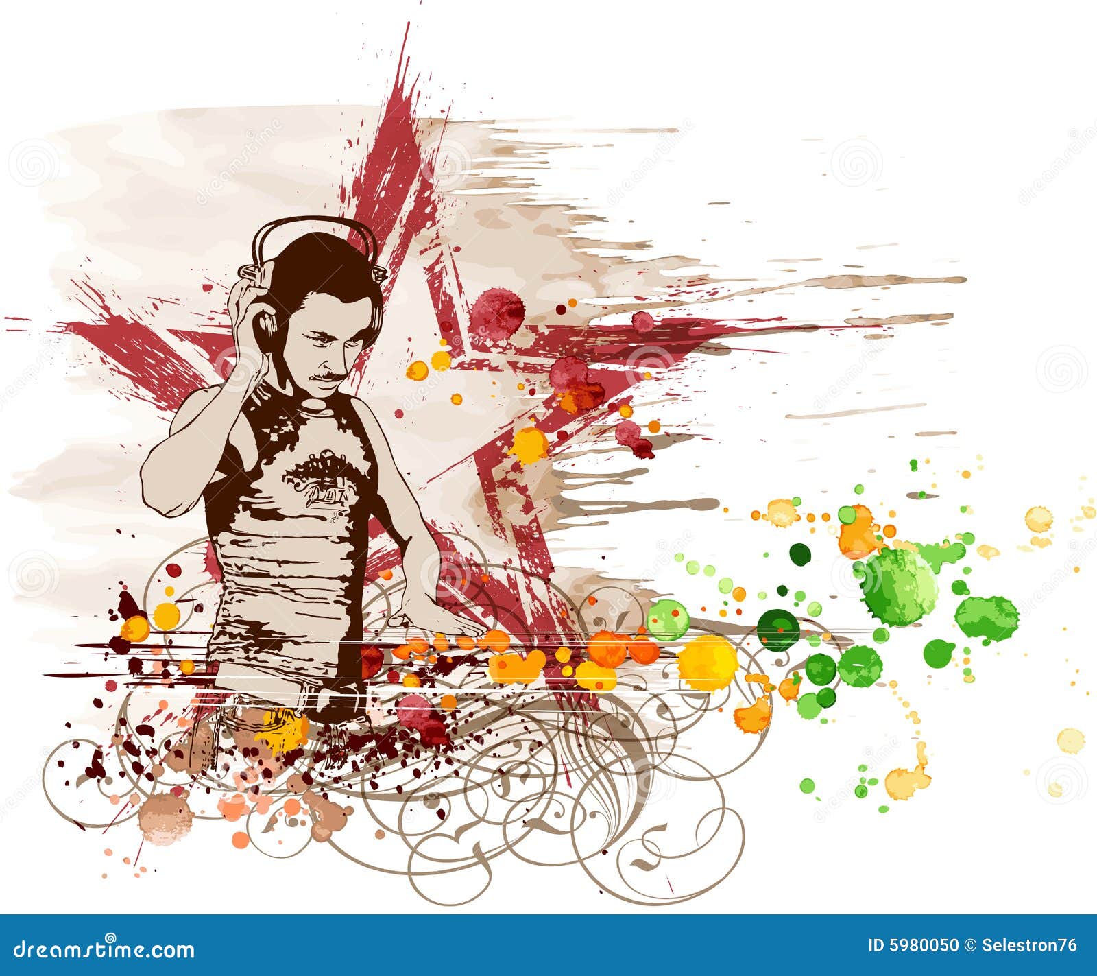 DJ Star & Music Colors Mix Stock Vector - Illustration of mixing ...