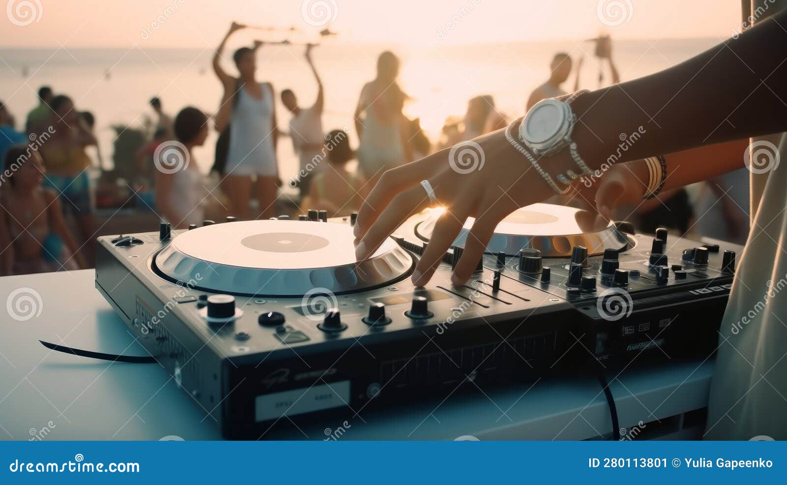 DJ Summer Beach Party. Illustration AI Generative Stock Illustration ...