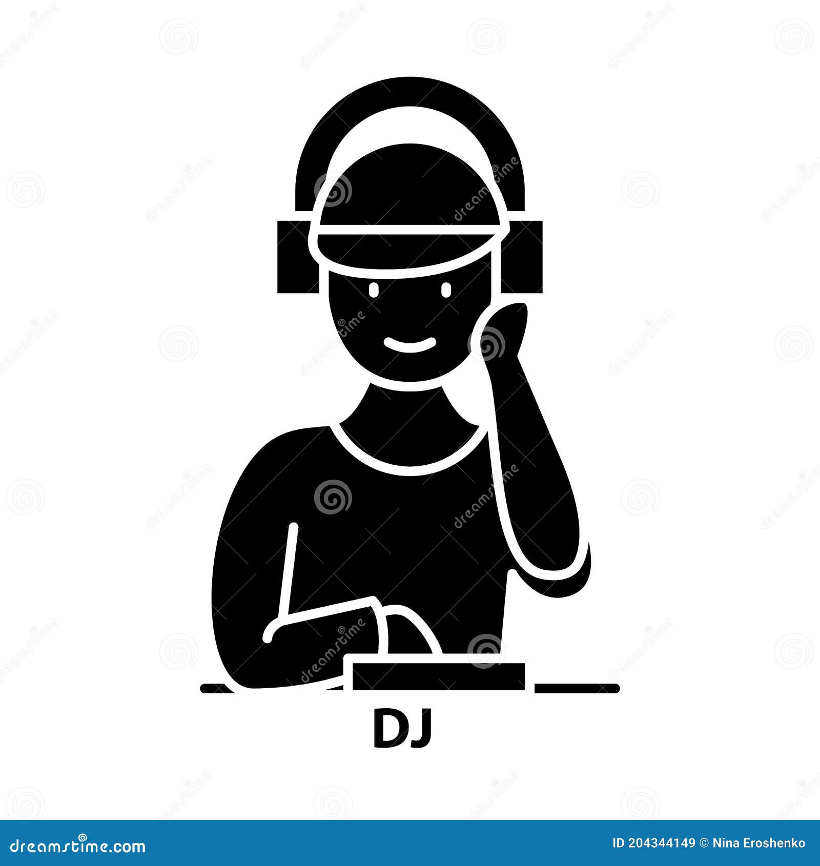 Dj Symbol Icon, Black Vector Sign with Editable Strokes, Concept ...