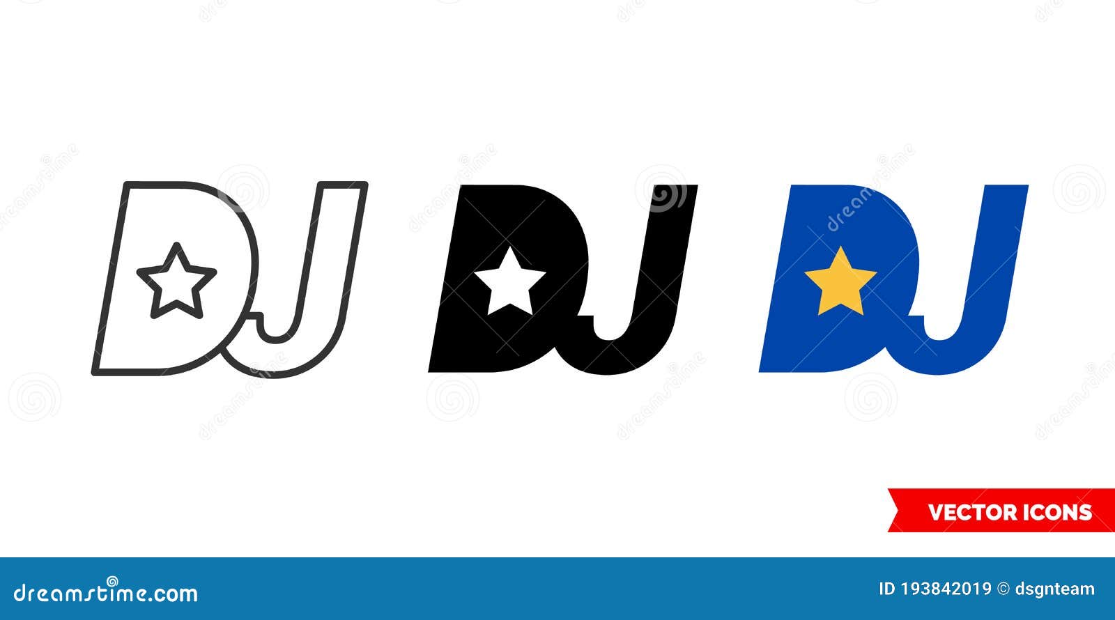 DJ Symbol Icon of 3 Types Color, Black and White, Outline. Isolated ...