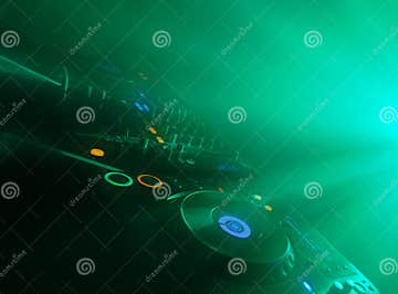 DJ table at a concert stock image. Image of dance, controls - 7497133